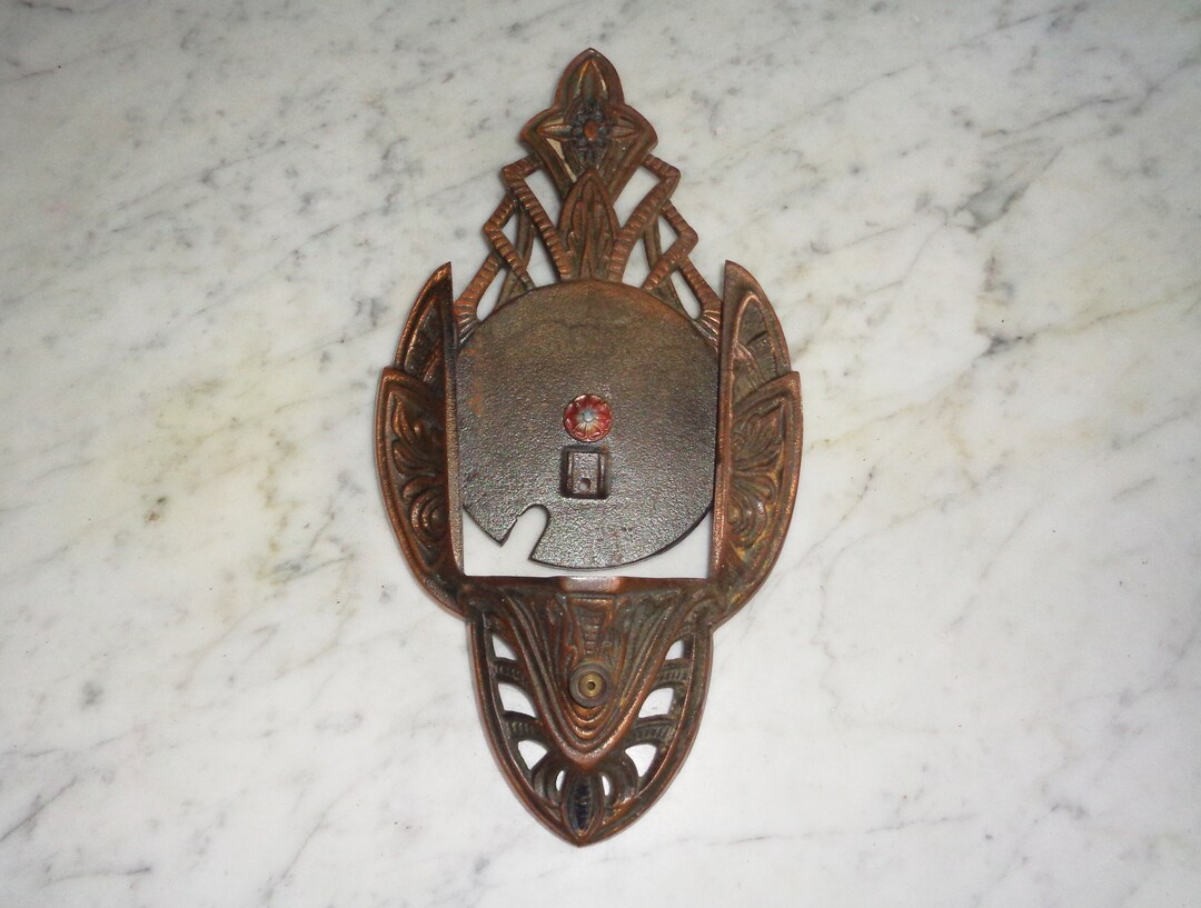 Antique Art Deco Copper Slip Shade Metal Wall Plate Sconce ONLY ~ No ...