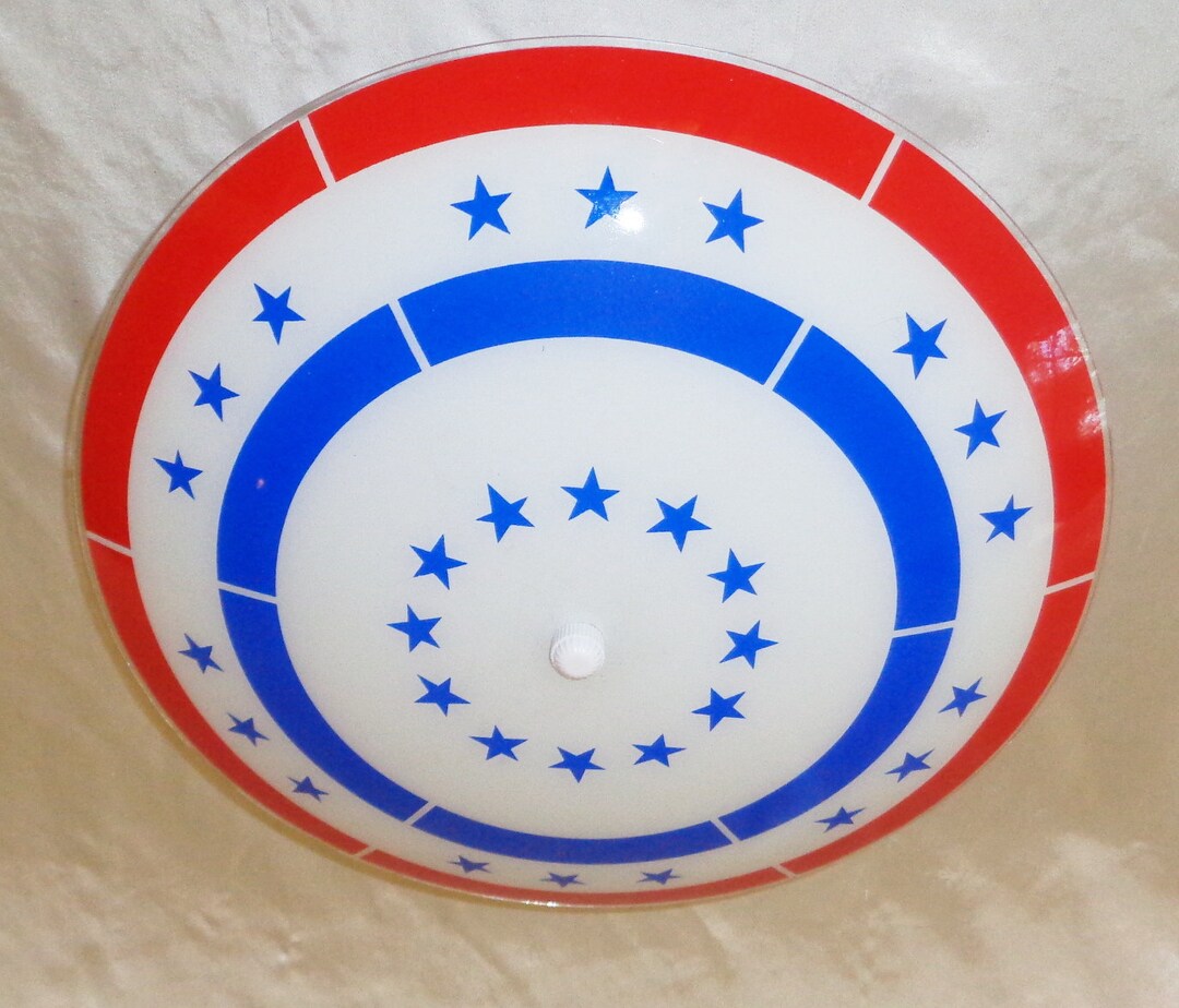 Light Fixture Patriotic Stars & Stripes Light Cover on 2 Bulb Electric ...