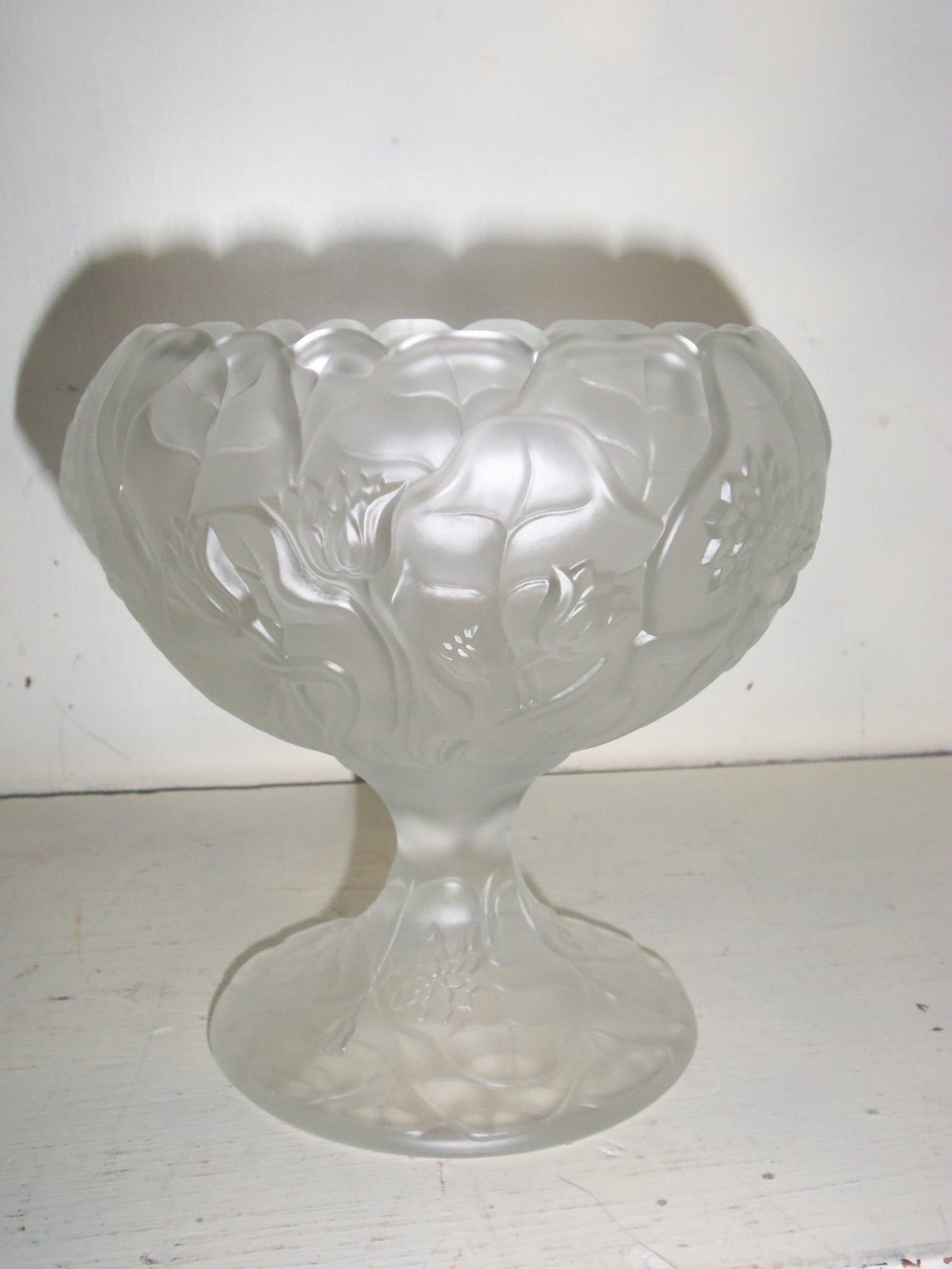 Signed fenton Satin Water Lily Rose Flower Pattern - Etsy