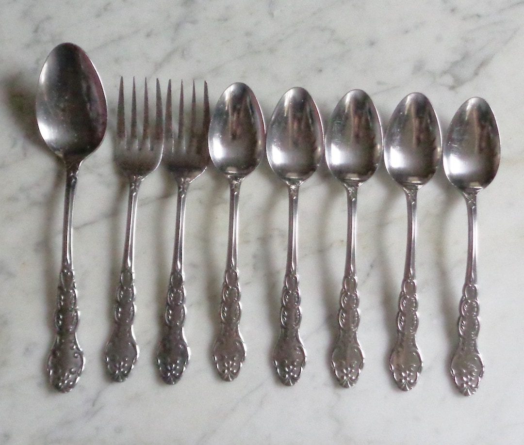 National Stainless Japan NANCY Pattern Table Soup Spoon, Salad Forks ...