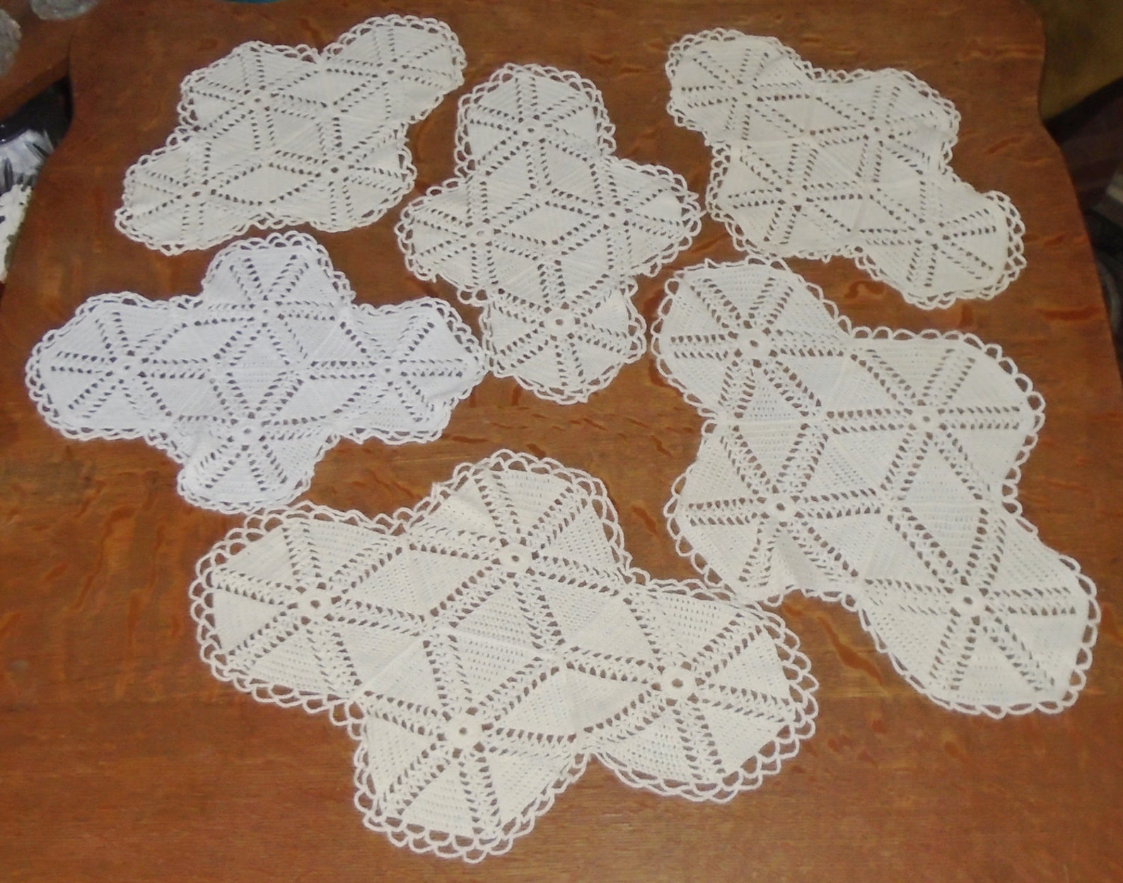 Set of 6 Vintage 14x9.5 18x12 Inch off White Crocheted Table | Etsy