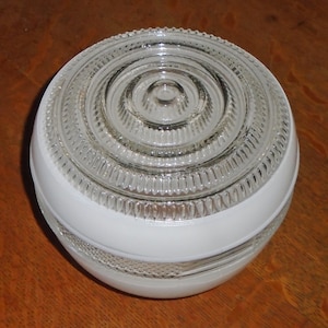 Bullseye Glass Light Fixture Cover 6x6inch Vintage Mid Century White ...