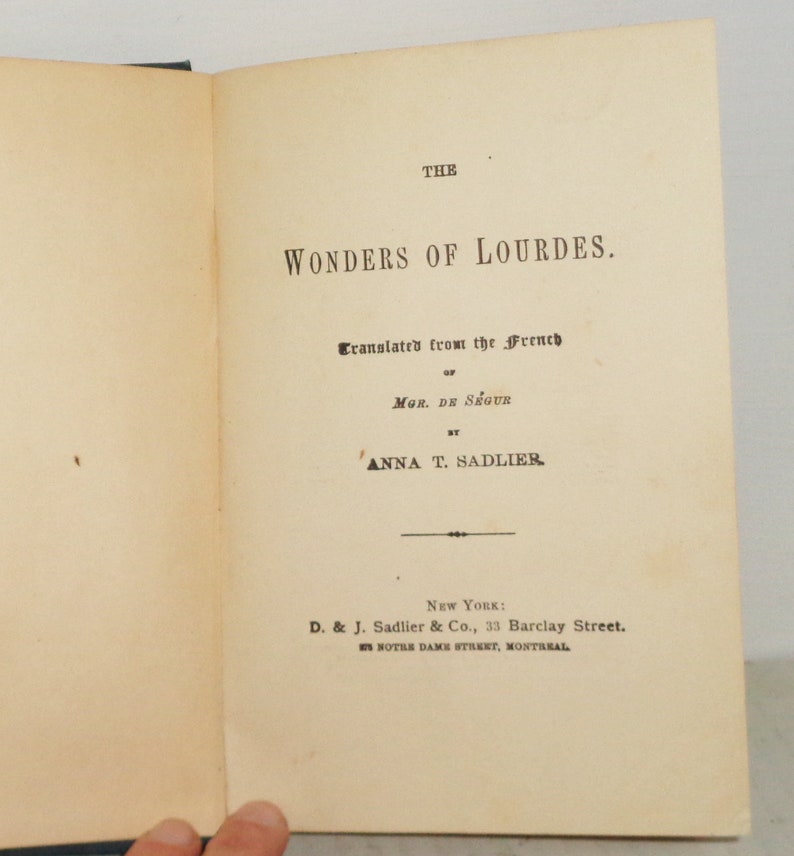 1874 the Wonders of Lourdes D&J Sadlier Co HC Book Miracles - Etsy