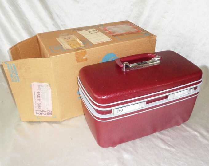 Vintage Maroon Samsonite Sentry Vinyl Travel Makeup Case Suitcase in ...