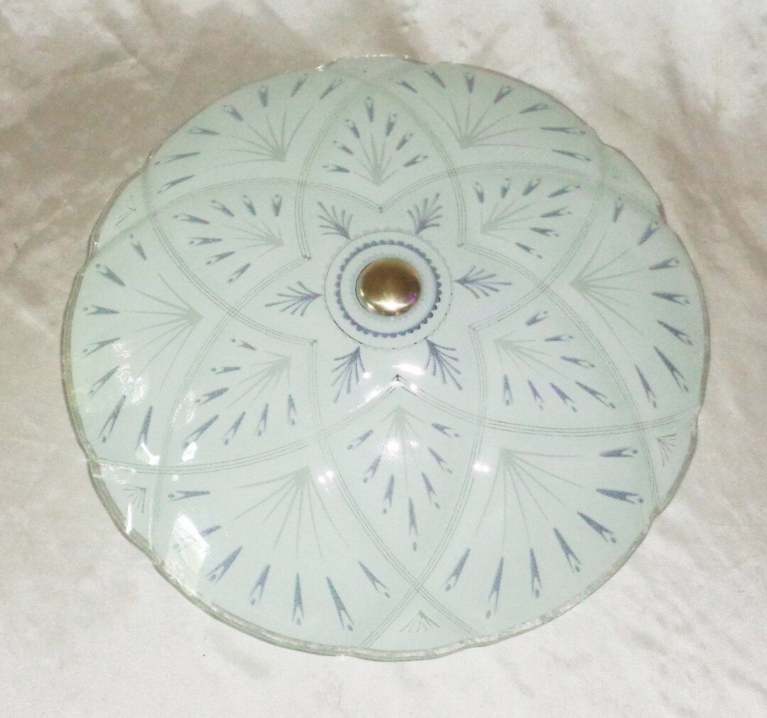 Atomic Paneled Burst 15in Saucer Light Fixture Cover on 4 Bulb John C ...