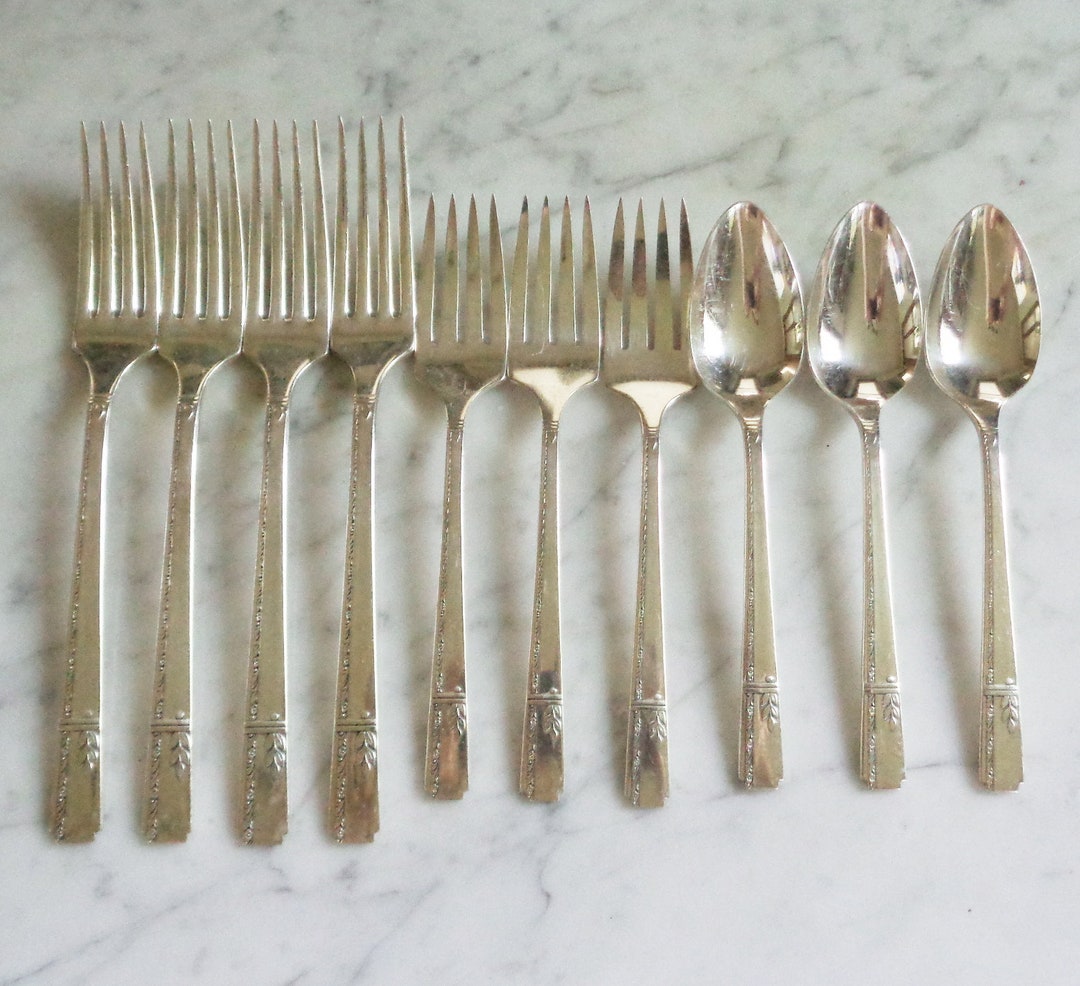 Grenoble Prestige Silver Plate 4 Dinner Forks, 3 Dessert Salad Forks, 3 ...