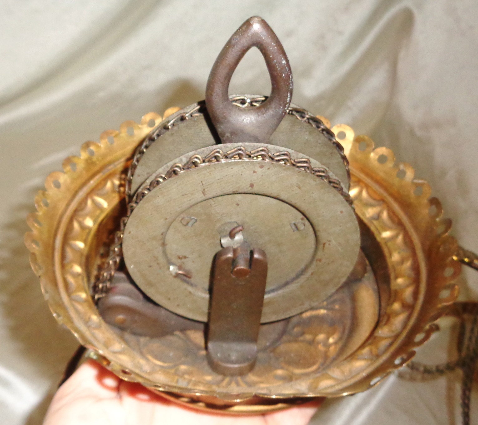 Antique Victorian Parlor Hanging Oil Lamp W Crystal Prisms ...