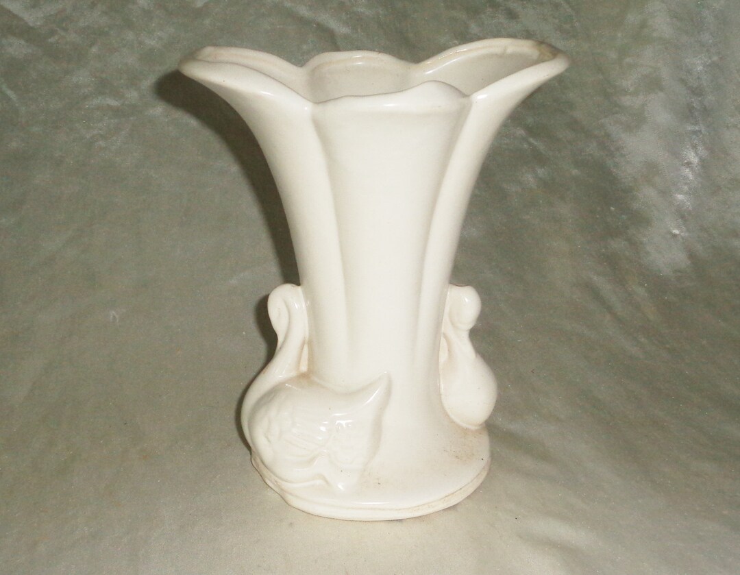 1940s White Swan Pottery Planter Vase 8 Inch Signed "h47 Usa" - Etsy