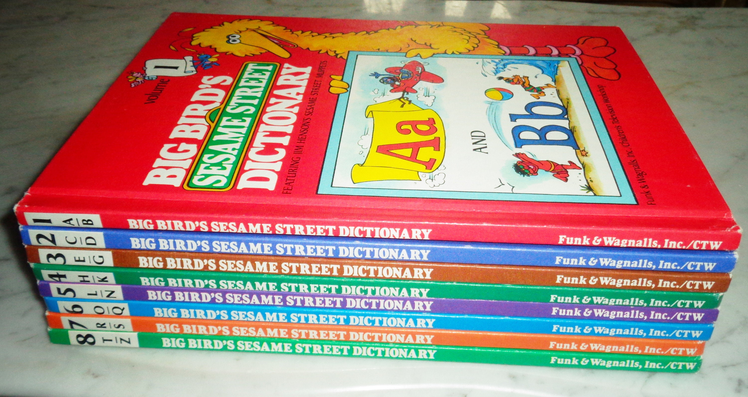 1981 Big Birds Sesame Street Dictionary Complete 8 Volume Hard Cover ...