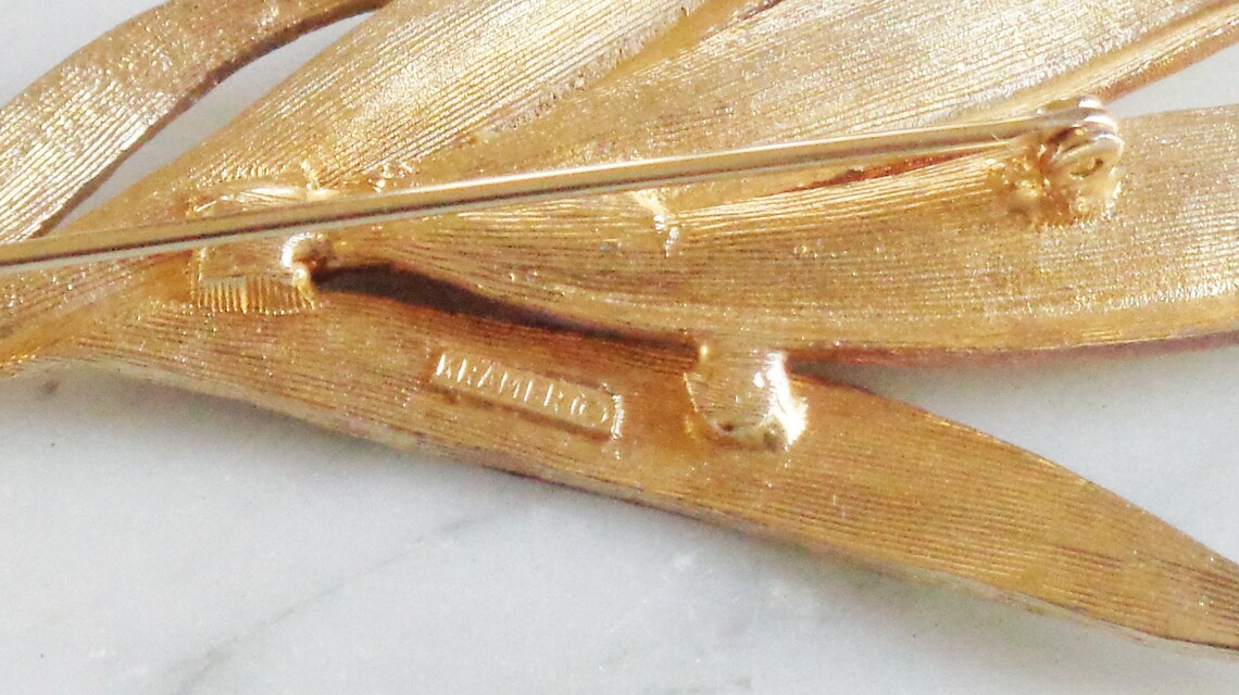 Gold Brass Bronze Kramer Brooch Vintage Set of 2 Blade Leaf - Etsy