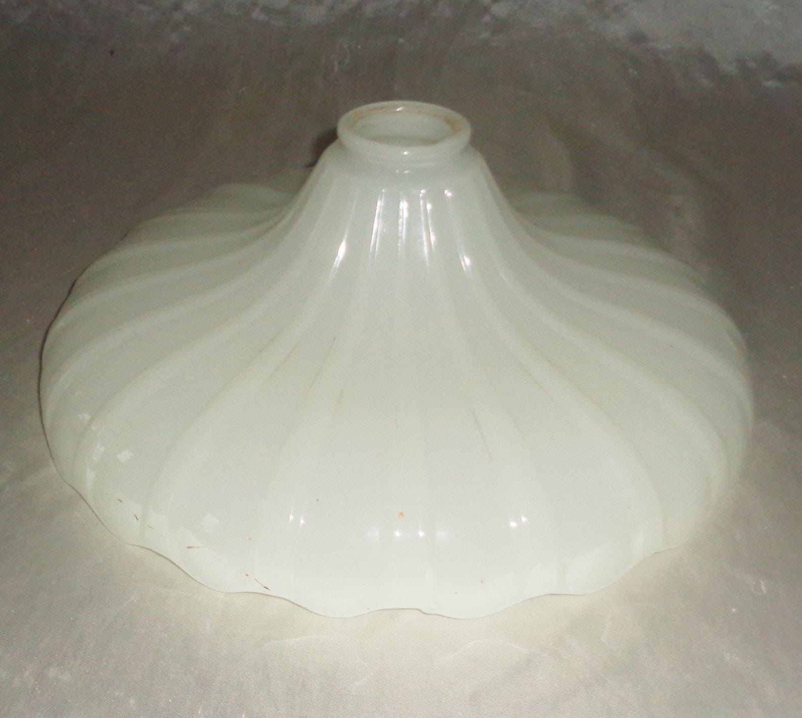 13 1/4" Clambroth Opaline Industrial Ribbed Glass Lamp Diffuser ...