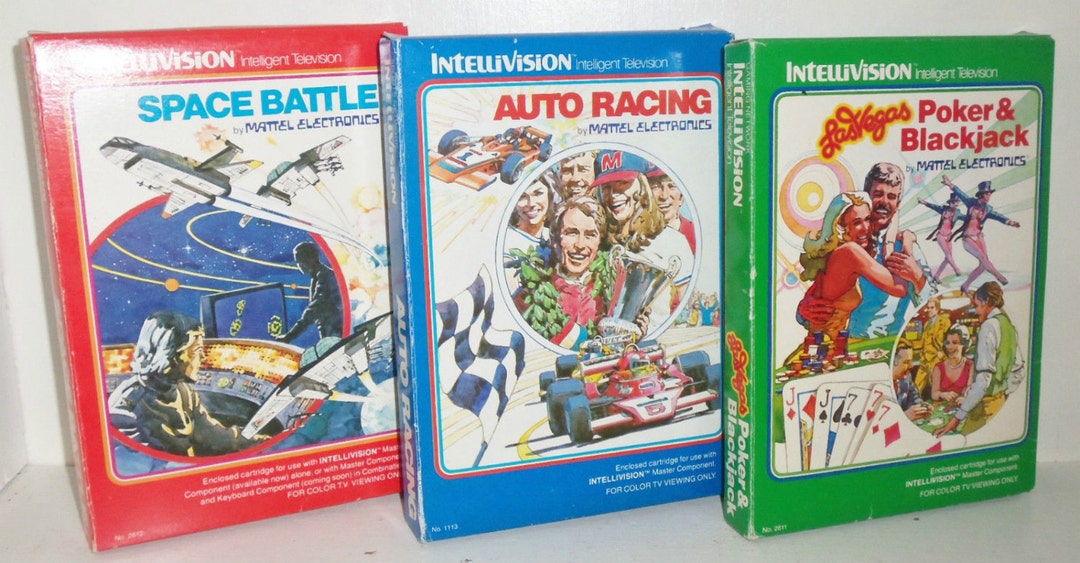 Mattel Intellivision Games~ Space Battle, Auto Racing, Vegas Poker~w ...