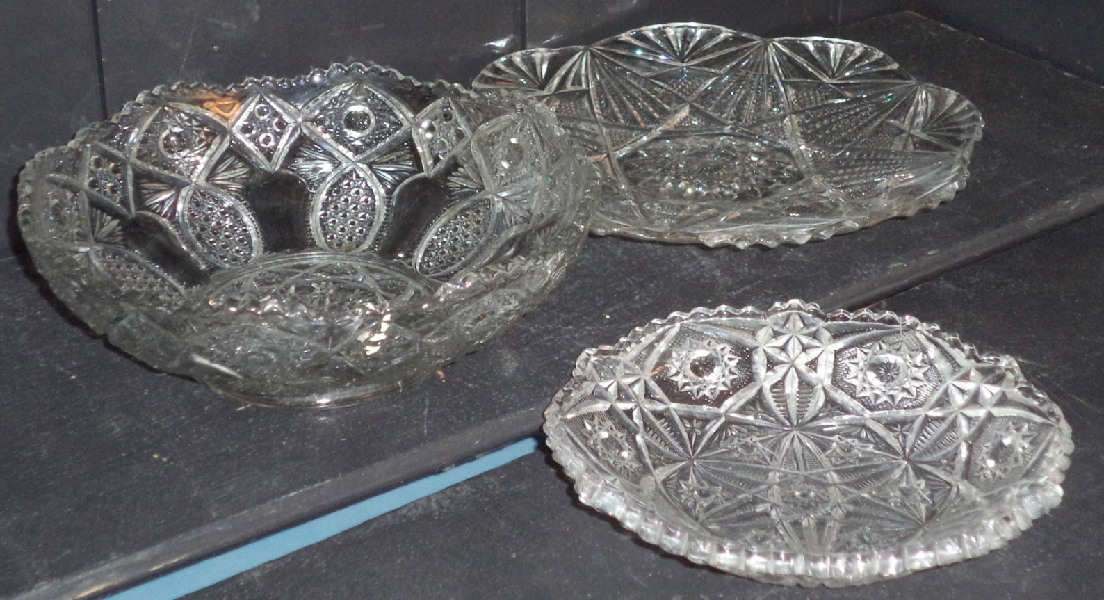 Pressed Glass Pinwheel Hobstar Pattern Serving Pieces Plate | Etsy