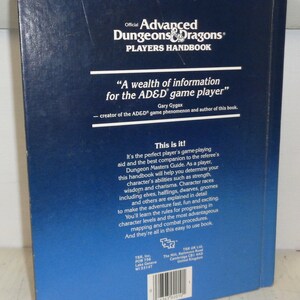 Official Advanced Dungeons & Dragons Players Handbook 1980 TSR ...