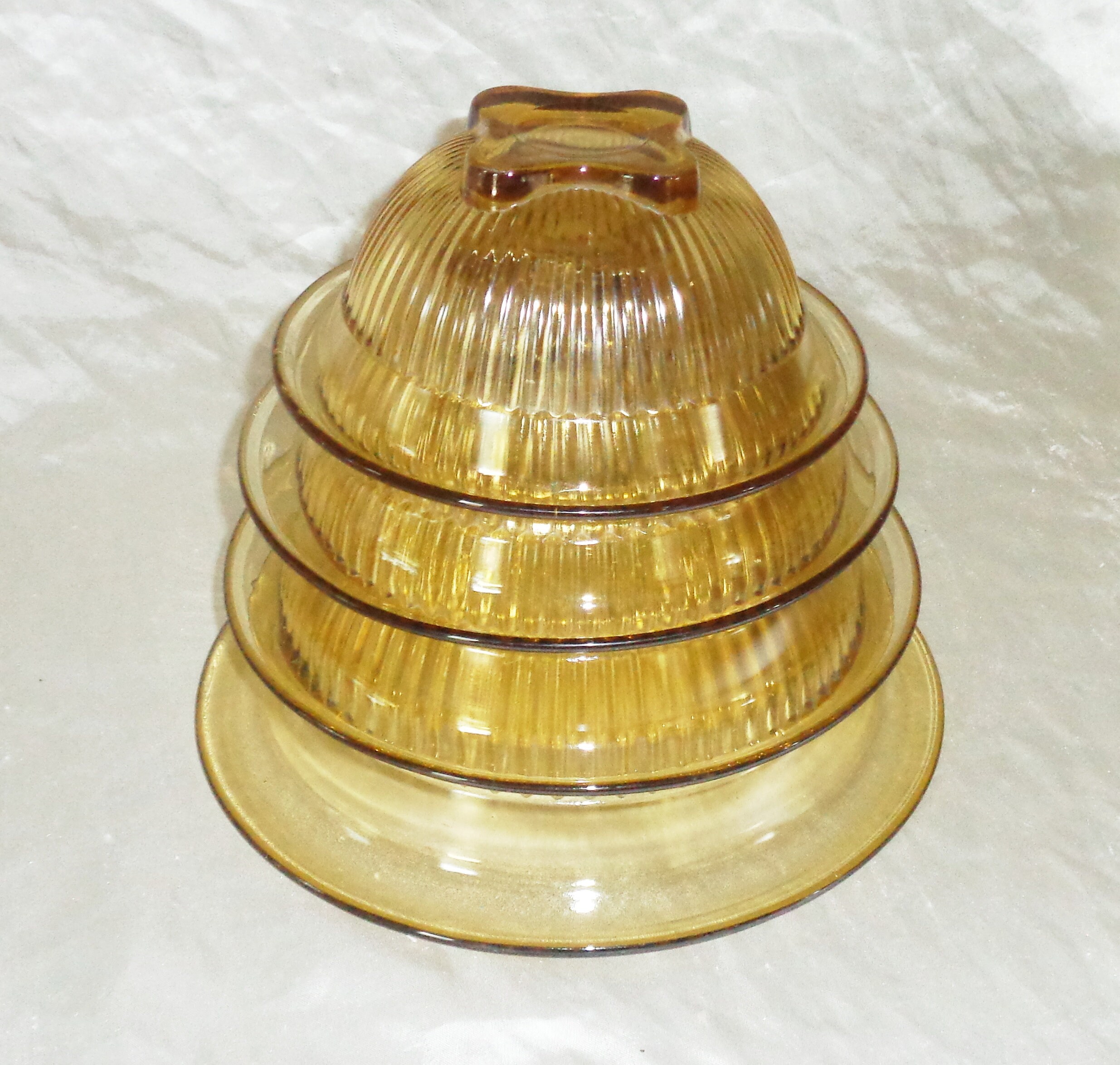 Federal Glass Co Mixing Bowl Set of 4 Graduated Bowls in Amber - Etsy