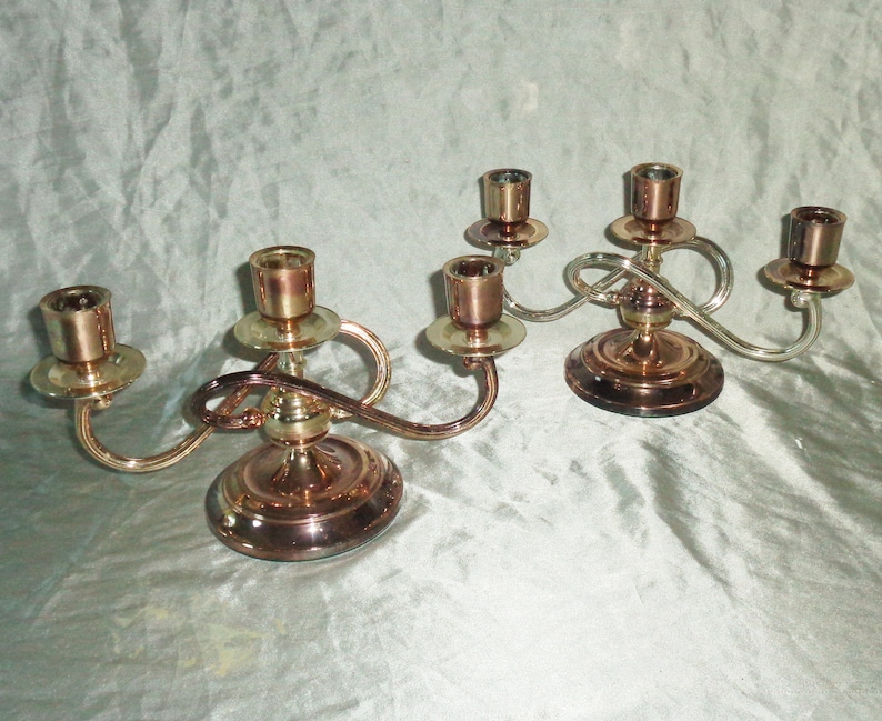 Silver Plate Triple Candlestick Taper Candle Holder Set Made - Etsy