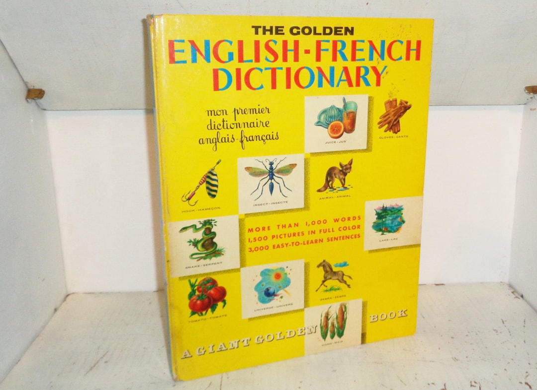 1961 the Golden English French Dictionary Giant Book by Golden Press HC ...