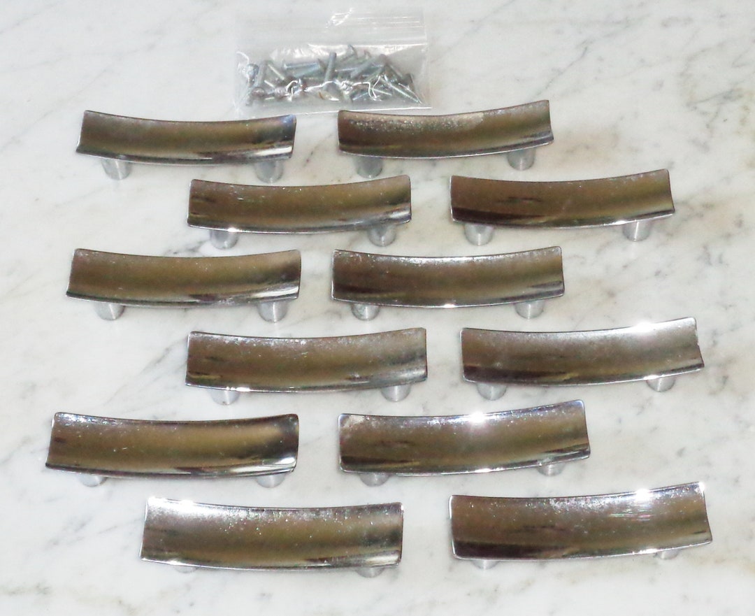 JB Concave Chrome Bar Cabinet Door Drawer Pull Handles, Set of 12 ...