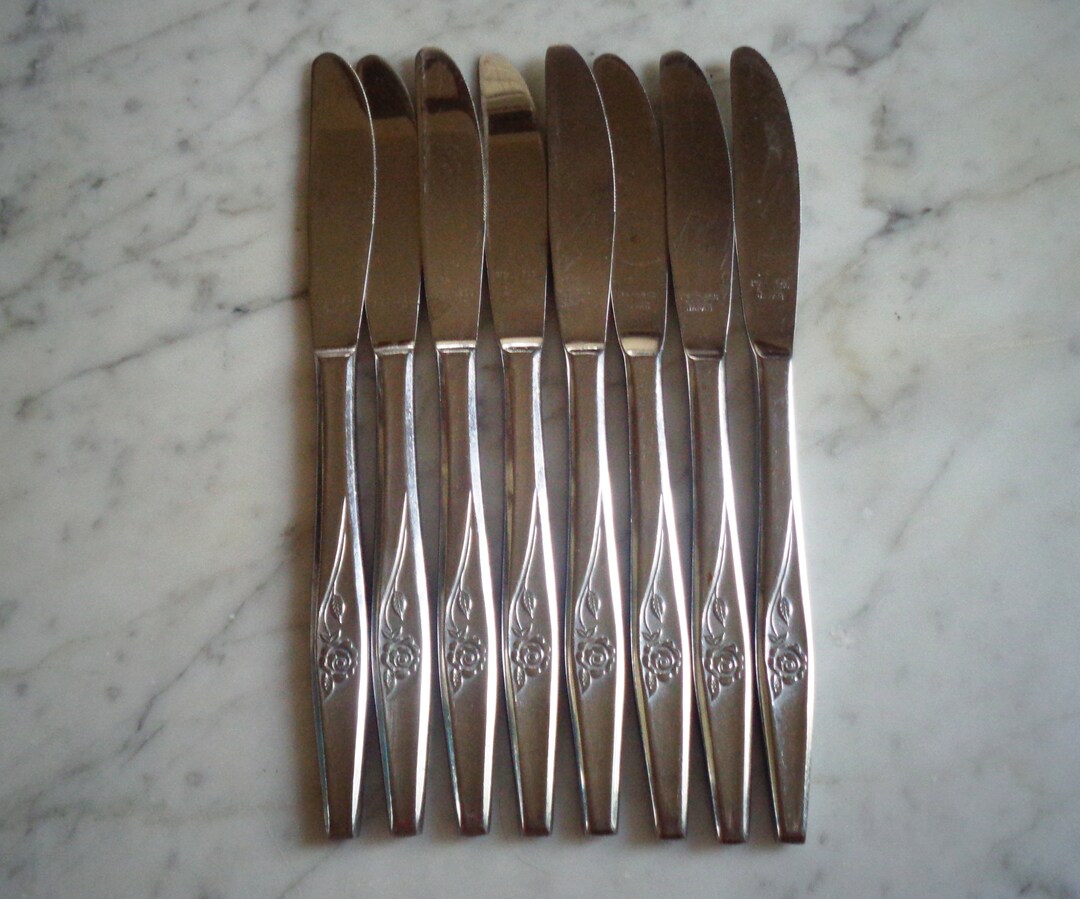 Creative Manor Spritely Rose Stainless 8 5/8 Inch Set of 8 Dinner Forks ...