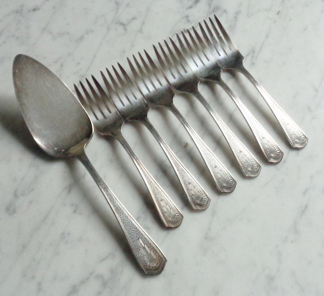 Beacon Silver Plate Miami Pattern Pie Server & Dessert Salad Forks ~ No ...