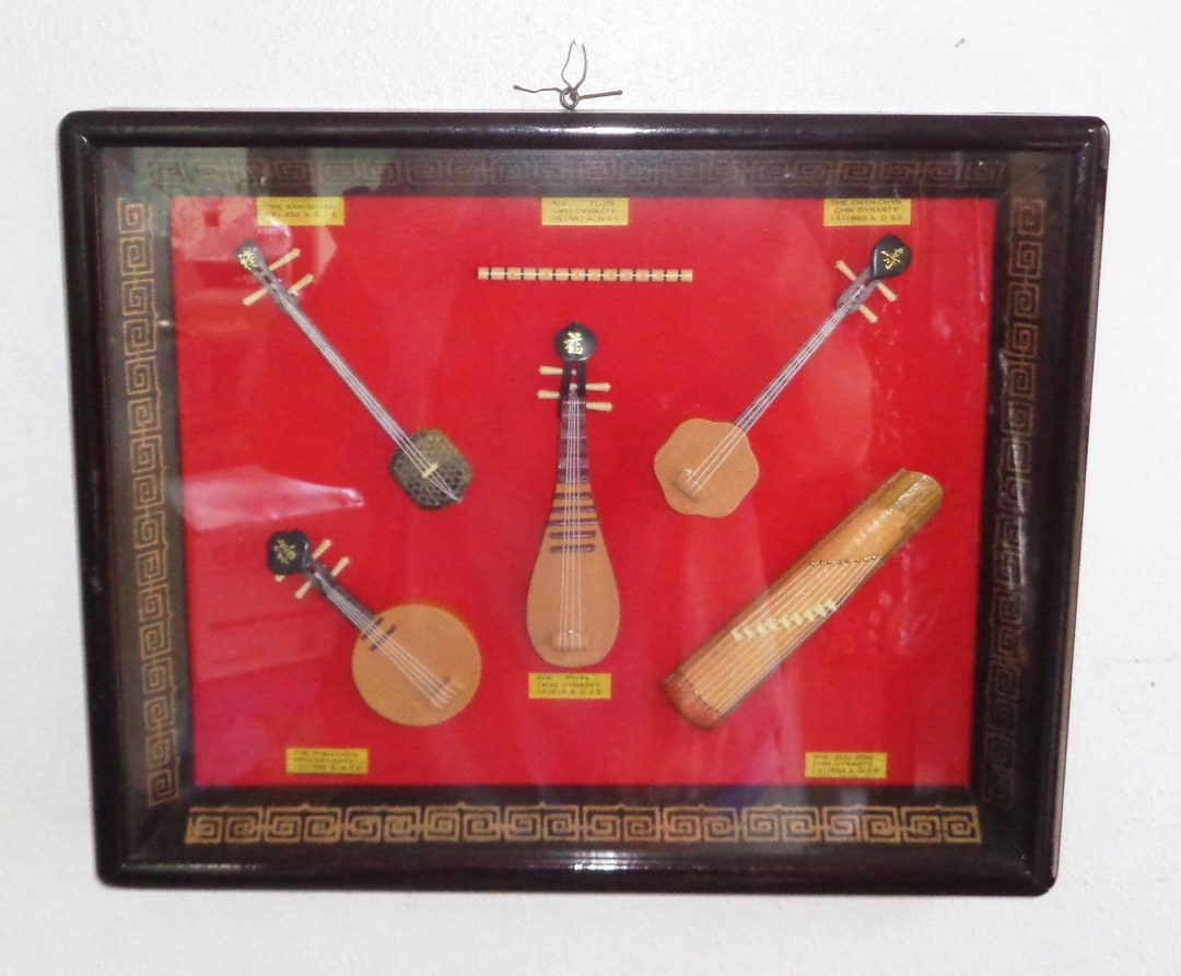 Framed Hanging Wood Shadowbox Display Case W Stringed Instruments From ...