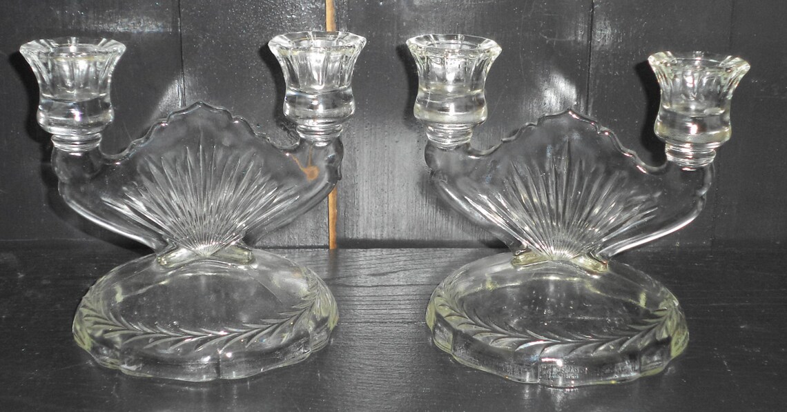 CAMBRIDGE Double Candle Set of 2 Vintage Double Candle Holders- Burst ...