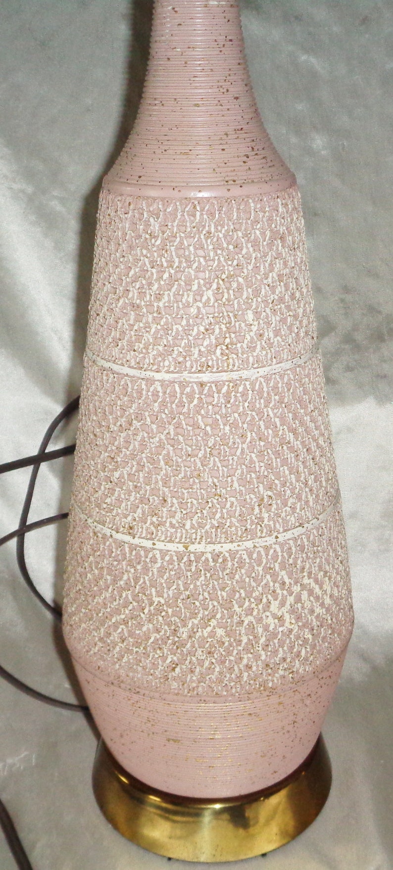 FAIP 3 Way Textured Chalkware Mauve & Brass Vintage Table Lamps 23 Inch ...