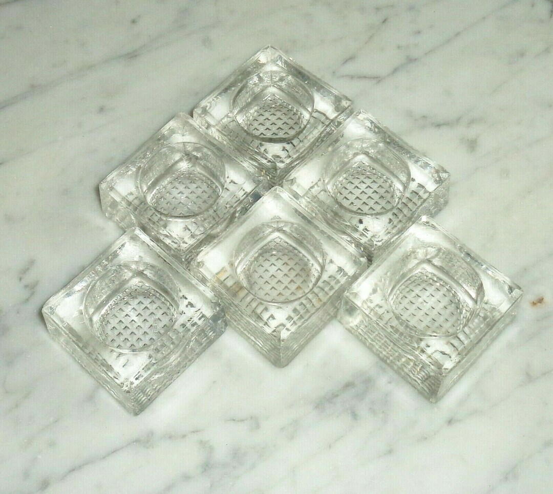 Square Glass Open Salt Dips Set of 6 Small Vintage Glass - Etsy