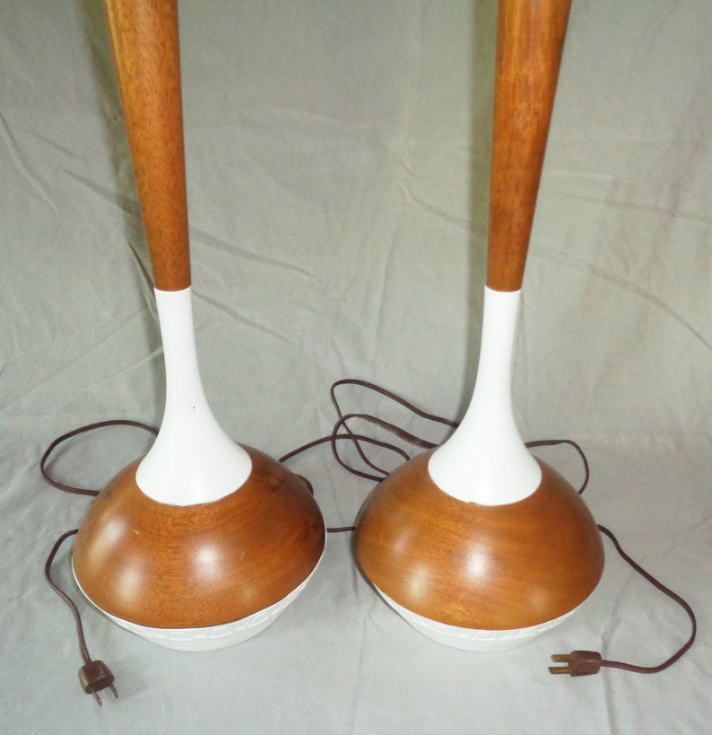 Laurel Table Lamps Brass Rosewood Wood Eames Era Set of 2 - Etsy