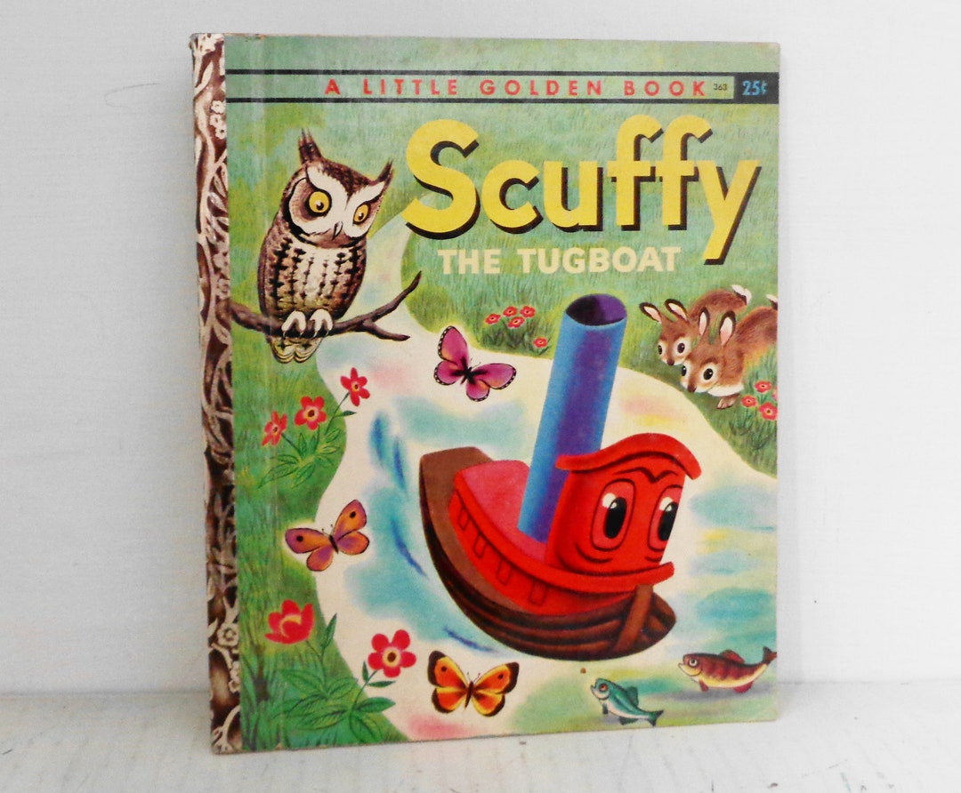 Scuffy the Tugboat Little Golden Book 25c #363 1955 "c" Edition Simon ...