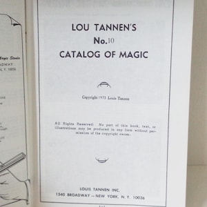 1973 Louis Tannen Magic Catalog #10 ~ Hardcover Book With Pamphlets ...