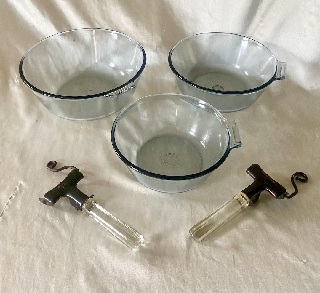 3 Pyrex Flameware Cookware Glass Sauce Pans W 2 Detachable Handles 834 ...