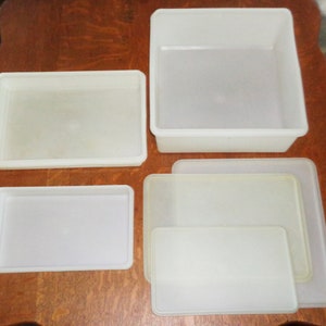 Vintage Sheer White Tupperware Square & Rectangle Storage Containers ...