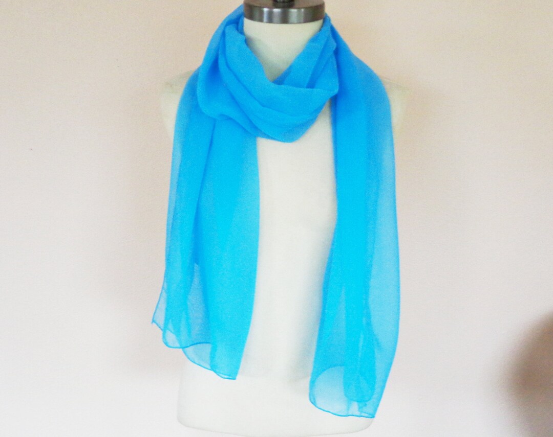 Cejon Sheer Solid Light Blue 70 X 19 1/2 Inch Scarf 100% Polyester Made ...