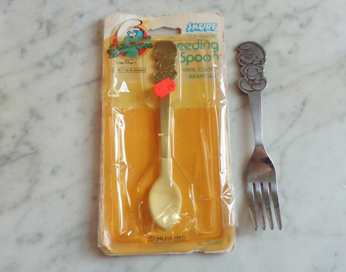 Smurfs Peyo Danara Stainless Taiwan Child Fork & Baby Spoon - Etsy