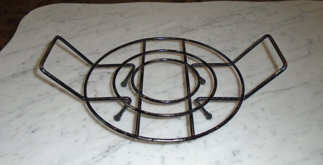 Vintage Metal Iron Rod Footed Pedestal TRIVET W Handles - Etsy