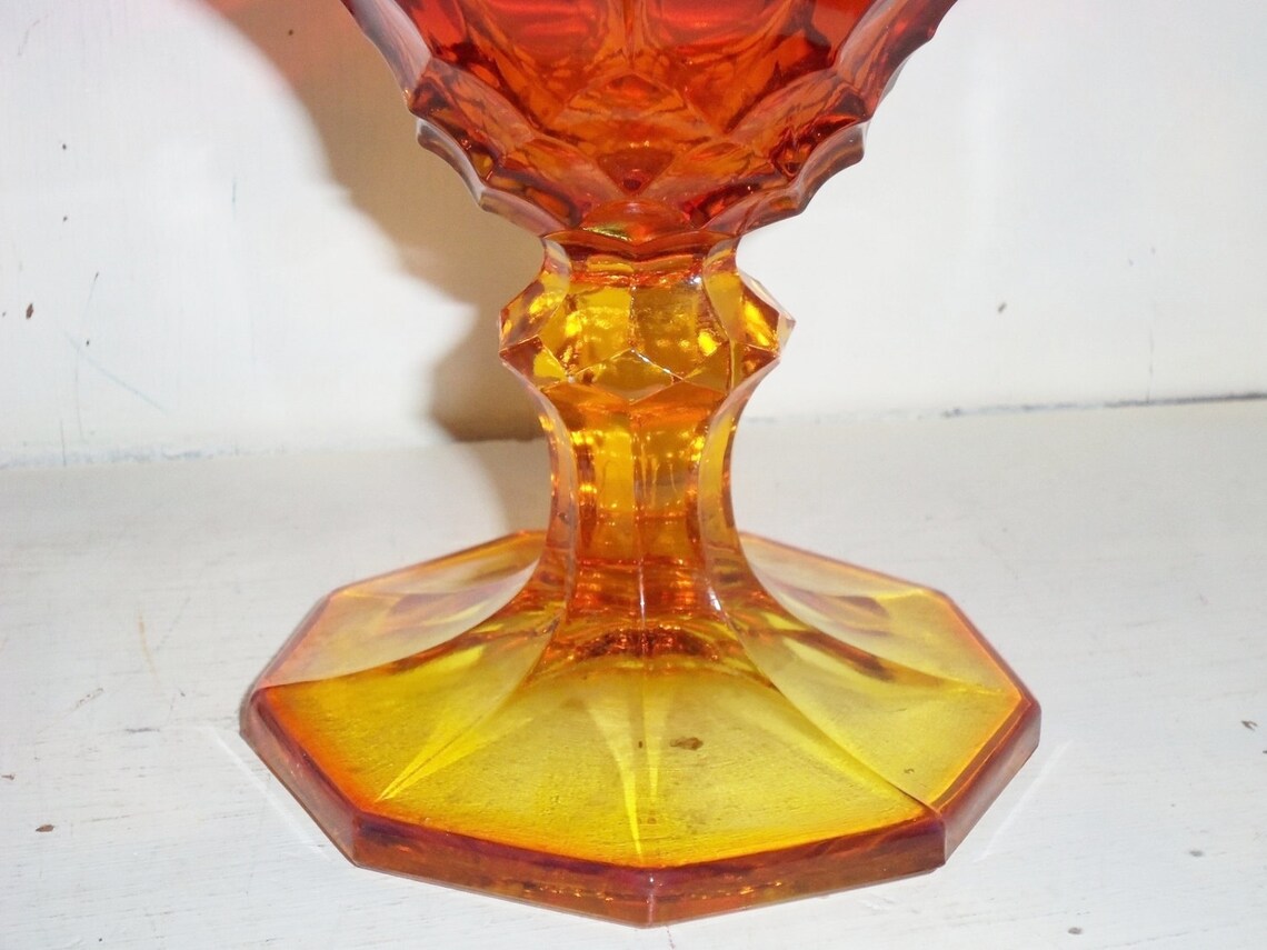 Centerpiece Compote Vintage 2-tone Persimmon & Yellow Centerpiece ...