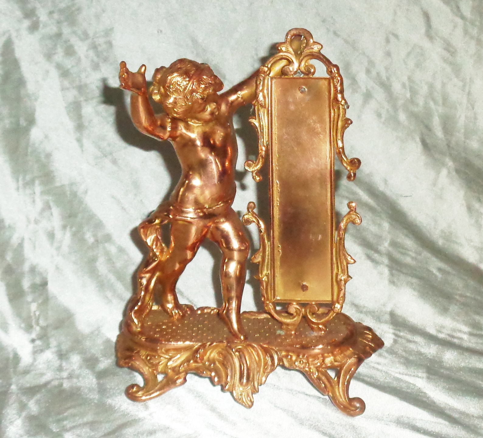 Cast Copper Metal Statue Child Cherub Figure Vanity Mirror 8x6x3 Inch ...