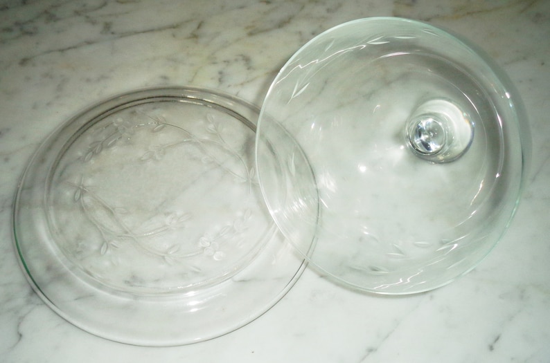 Vintage Princess House Glass Etched Flower Covered Cheese Butter Dish ...
