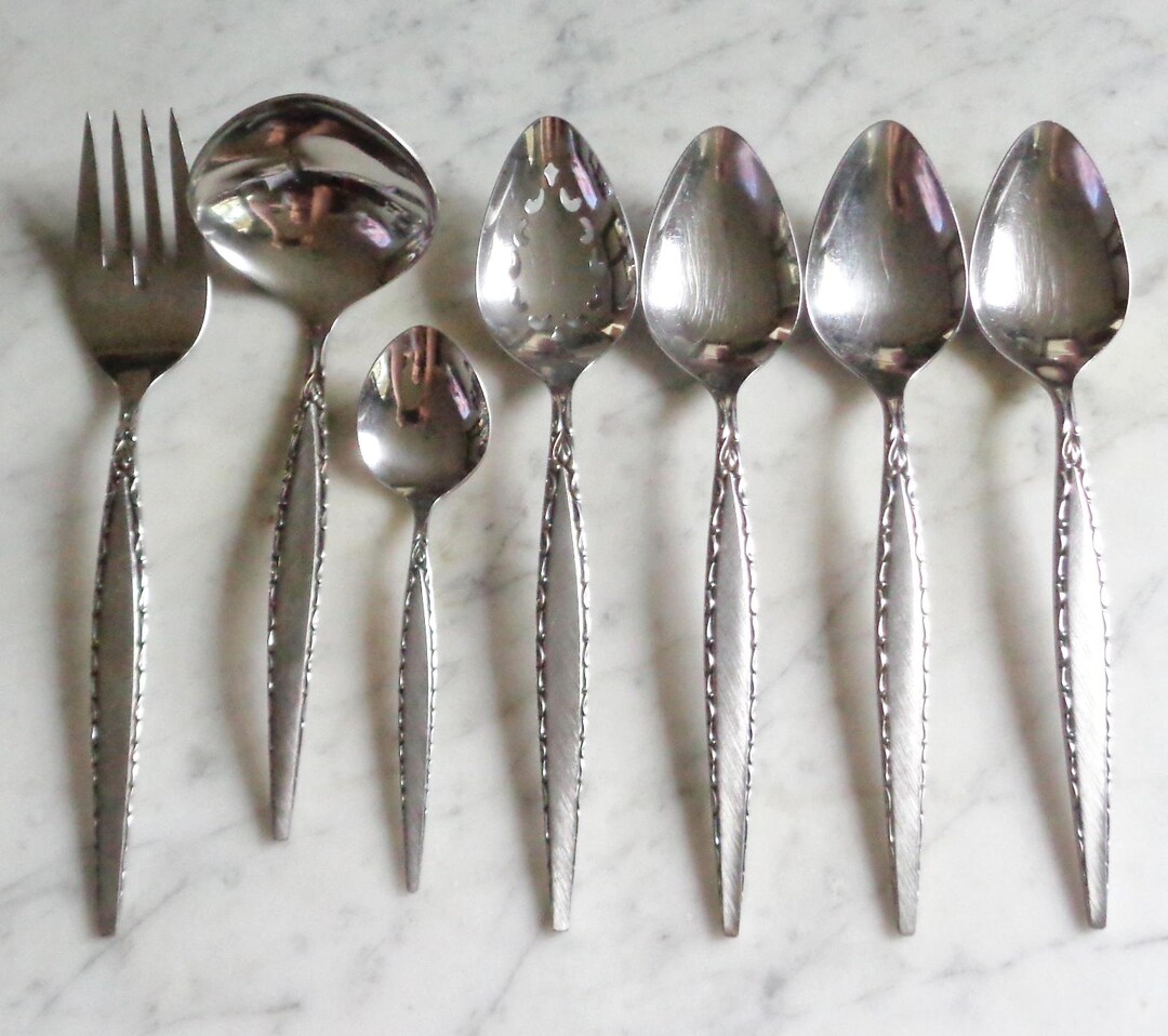 Venetia Community Stainless Meat Fork, 4 Serving Spoons, Ladle, Sugar ...