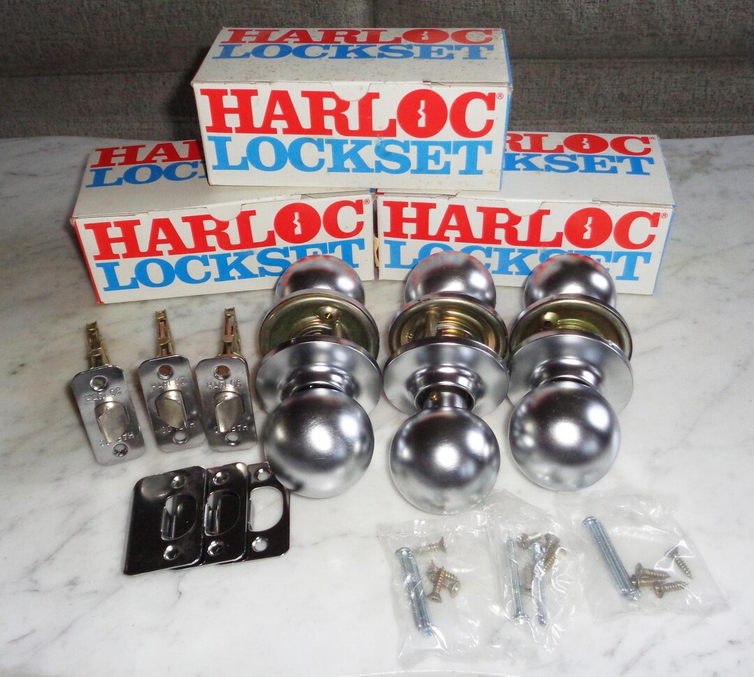 3 Vintage Harloc Brushedchrome Ball Passage Door Knob Latch Sets ...