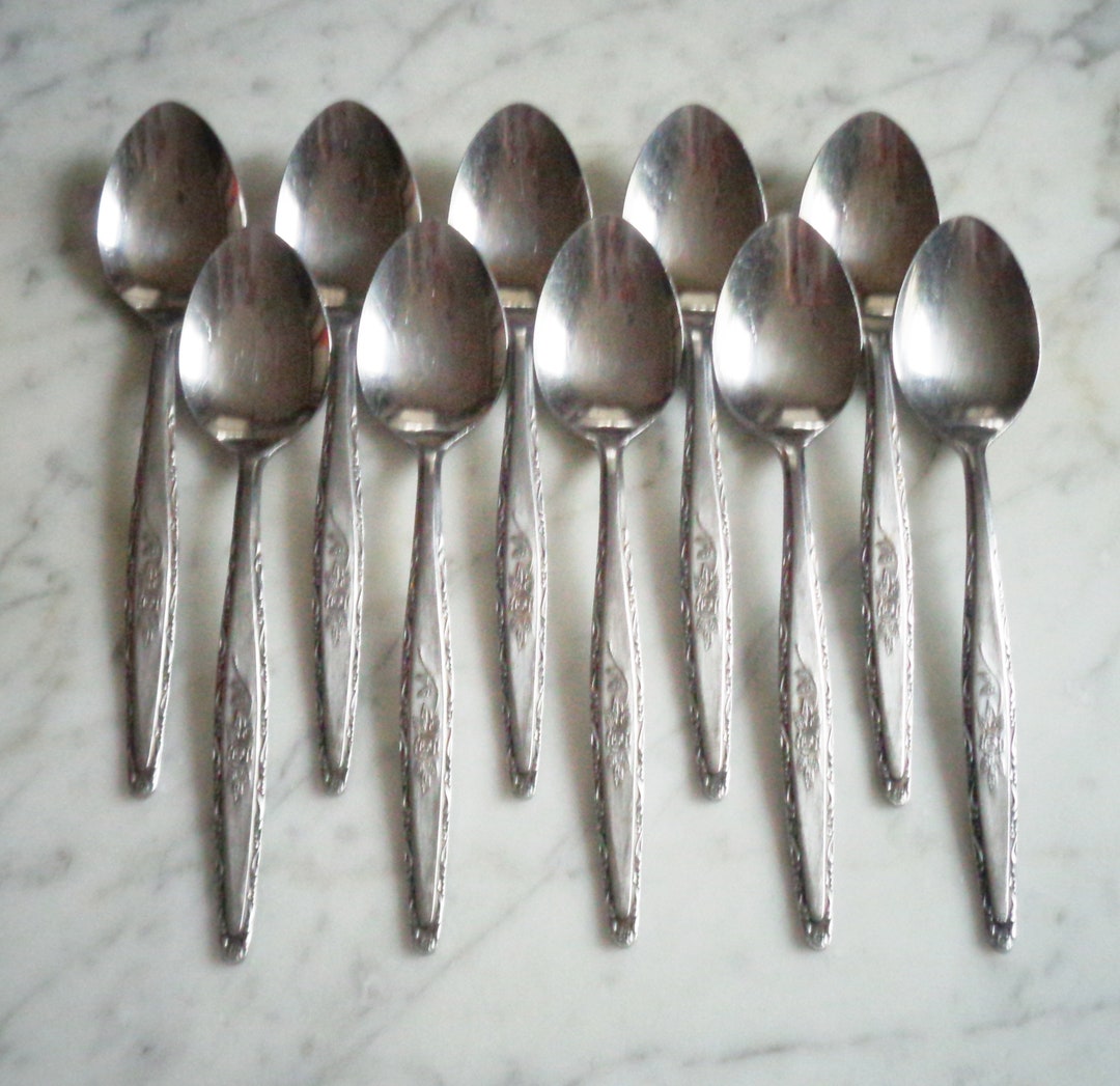 Stylecraft T Rose Vine Stainless Steel Japan 6 3/8 Inch Teaspoons ...