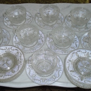 Heritage Pattern Federal Glass Co Vintage 26pc Coffee Cup & Saucers Set ...
