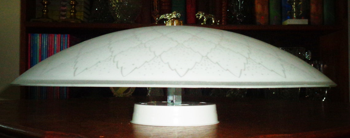 White Geometric Pattern Frosted Light Fixture Cover on 2 Bulb Electric ...
