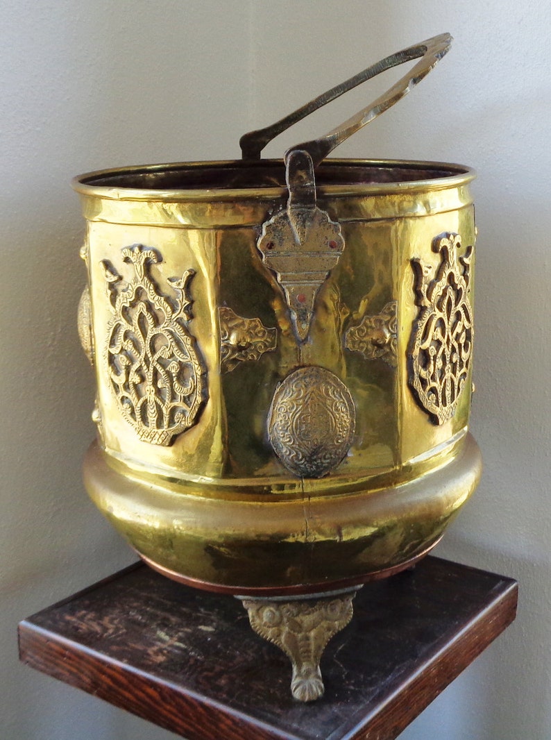 Copper Kettle Cauldron LARGE Rare Primitive Antique Footed Brass Bronze ...