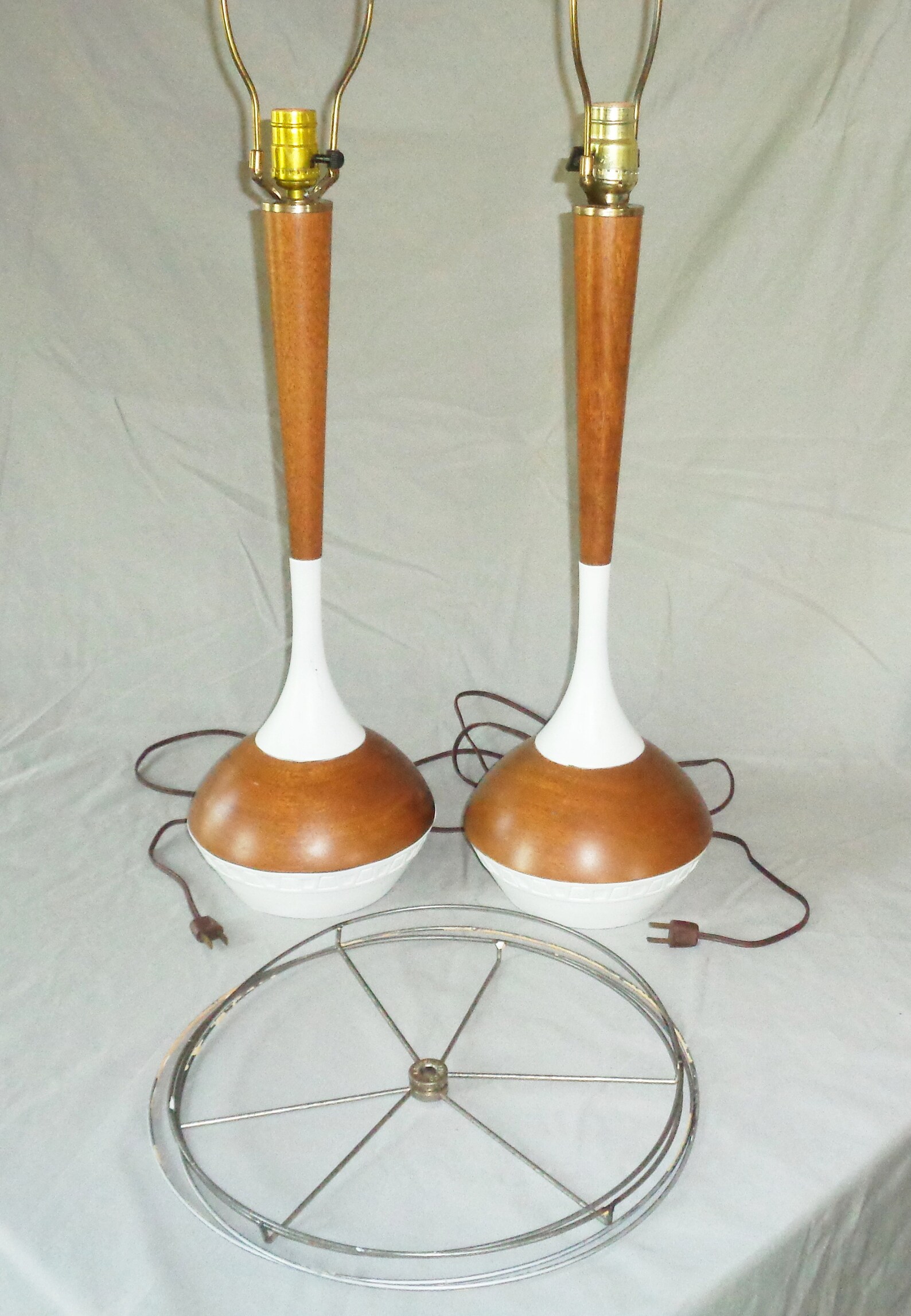 Laurel Table Lamps Brass Rosewood Wood Eames Era Set of 2 - Etsy