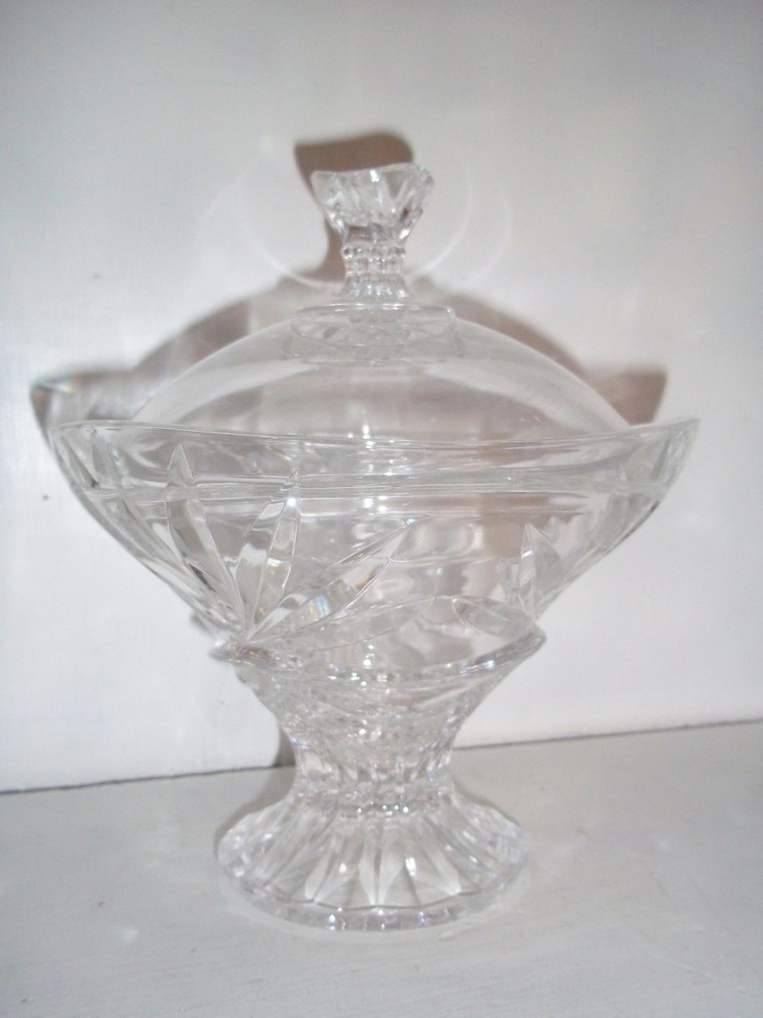 Beautiful Lead Crystal Covered Compote~ Starburst Pattern~ Not Signed ...