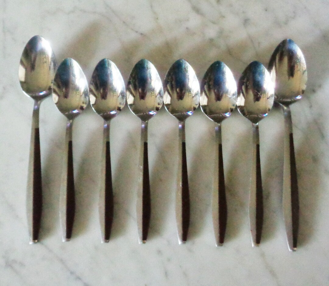 Wood Imperial International IIC Stainless Japan 2 Table Soup Spoons & 6 ...