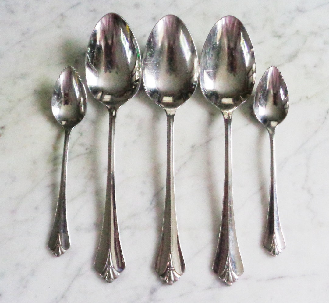 Oneida Community Royal Flute Stainless 3 Solid Serving Spoons & 2 ...