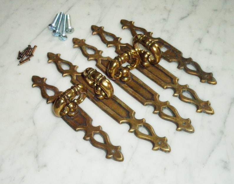 Brass Key Knob & Back Plate Cabinet Drawer Pull Handles Set - Etsy
